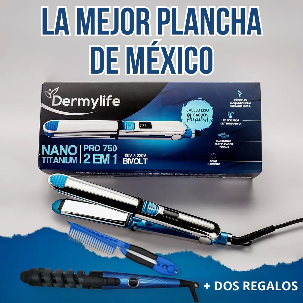 Plancha Nano Titanium Pro750 - Profesional - 2 en 1 - Original – México